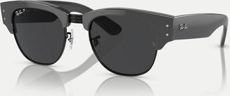 Ray-Ban Clubmaster Mega - Sonnenbrille in Grau auf Schwarz mit schwarzen, polarisierten Gl&auml;sern