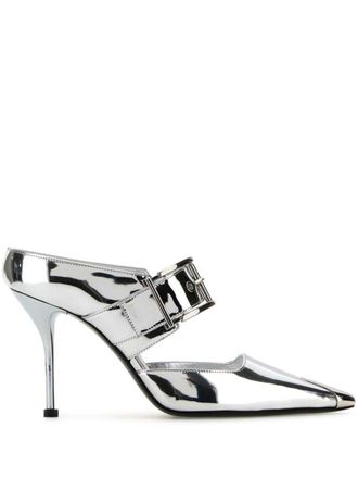 Alexander McQueen mules Punk 90 mm &agrave; boucles - Argent