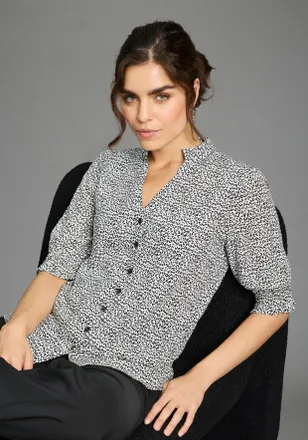 Laura Scott Druckbluse LAURA SCOTT, Damen, Gr. 36, schwarz, wei&szlig;, Web, Obermaterial: 100% Viskose, bedruckt, Blusen Druckbluse, bedruckte Bluse, femininer Stil, l