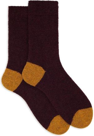 Gallo Gallo, Homme, Sous-v&ecirc;tements, Multicolore, Taille: M Chaussettes courtes en laine boucl&eacute;e unie et contrast&eacute;e
