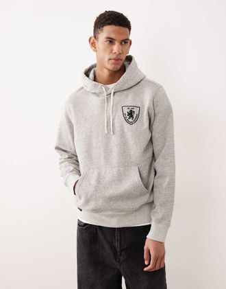 Polo Ralph Lauren Sweat à capuche oversize classique en molleton avec logo style sport - Gris chiné