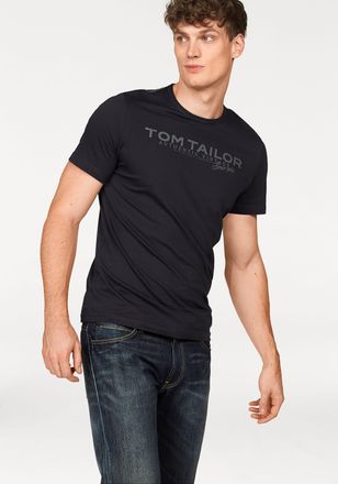 Tom Tailor Rundhalsshirt TOM TAILOR, Herren, Gr. 3XL, blau (marine), Single Jersey, Obermaterial: 100% Baumwolle, bedruckt, regular fit h&uuml;ftbedeckend, Rundhals, 
