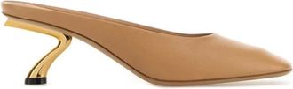 Ferragamo Femme, Chaussures, Brun, Taille: 37 1/2 EU Mules &agrave; Talon Sculptural