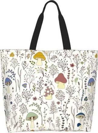Generic Plantes Sauvages Champignon Mignon Sac Fourre-Tout Grand Tote Bag Pliable Sac Courses Pour Plage Quotidienne Shopping