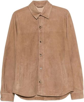 Boglioli Homme, Vestes, Beige, Taille: M Suede Overshirt