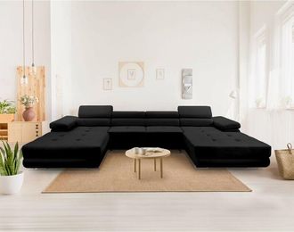 Best Mobilier Bestmobilier - Pablo - canapé panoramique en u - 7 places - convertible avec coffres et têtières réglables - en velours