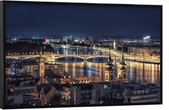 artboxONE Poster mit schwarzem Rahmen 45x30 cm St&auml;dte Budapest Panorama - Bild Budapest Basilica Budapest