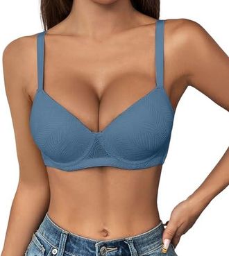 Generic Soutien-gorge push-up demi-bonnets pour femme, style minimaliste, couleur unie, soutien-gorge plongeant avec bretelles, rembourr&eacute;, doux, soutien-gorge