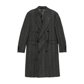 Lardini Homme, Manteaux, Gris, Taille: XL Manteau crois&eacute; en laine &agrave; chevrons