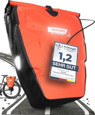 B&uuml;chel Fahrradtasche f&uuml;r Gep&auml;cktr&auml;ger I 25.4 L - 100% Wasserdicht I mit Tragegriff und Schultergurt I fahrradtasche gep&auml;cktr&auml;ger, gep&auml;cktr&auml;gertasche, Fahrrad