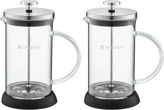 Dajar AMBITION Kaffeepresse French Press 600ml Borosilikatglas Kaffeebereiter Edelstahl Sieb feinmaschig Glasgriff schlichtes Design Rafaella (Packung mit 2