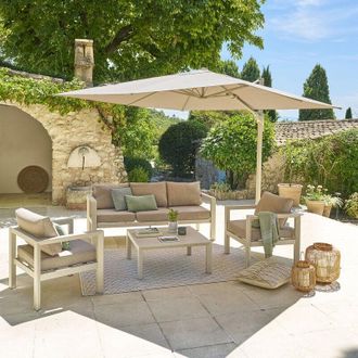 Hesperide Hesperide - Parasol d&eacute;port&eacute; carr&eacute; 3x3 m - Toile ol&eacute;fine d&eacute;perlant - Hauteur r&eacute;glable 263 cm - Protection UV UPF50 - Syst&egrave;me dinclinaison innovant
