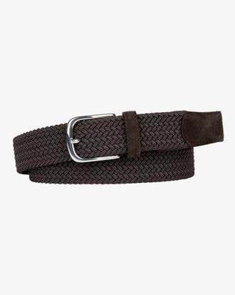Profuomo Flechtg&uuml;rtel mit Stretch und Velourslederakzenten in