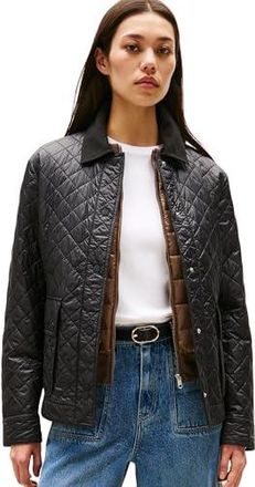Tommy Hilfiger Veste Matelassée Femme Padded Nylon Slim Quilted avec Col Pointu, Noir (Black), L