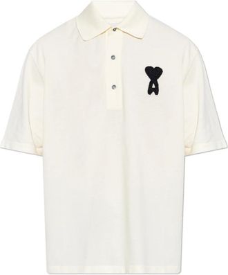 Ami Homme, Tops, Beige, Taille: 2XS De Coeur Knitted Patch Polo