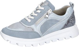 Waldl&auml;ufer Sneaker low Sportlicher Schn&uuml;rschuh Damen 993H01-606 267 Echtleder in blau