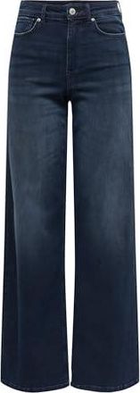 Only Only Onlmadison Blush Hw Wide DNM Dot632, Blue Black Denim, XL / 30L Femmes