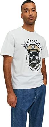 Jack & Jones Jorroxbury Tee SS Crew Neck Sn Haut, Blanc éclatant, L Hommes