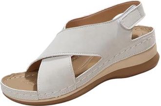 Generic Sandales compens&eacute;es confortables &agrave; bout ouvert pour femme - Couleur unie - Respirantes - &Eacute;l&eacute;gantes et l&eacute;g&egrave;res - Sandales &agrave; lani&egrave;res pour la plage et l