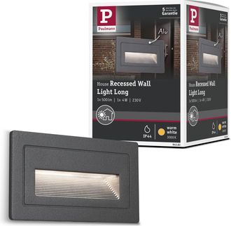 Paulmann 94383 LED Außenleuchte Wandeinbauleuchte Long IP65 103x58mm eckig incl. 1x4 Watt Schwarz Außenlampe Aluminium 3000 K