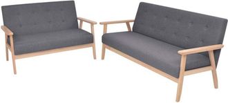 vidaXL Sofa-Set 2-tlg. Stoff Dunkelgrau Vidaxl