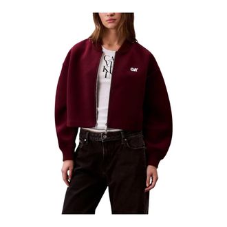 Calvin Klein Jeans Blazer mit Rei&szlig;verschluss- Rundhalsausschnitt und langen &Auml;rmeln - - Jackets - Damen - Rot - 2XS