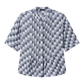 Emporio Armani Homme, Chemises, Gris, Taille: L Check Linen Gauze Shirt