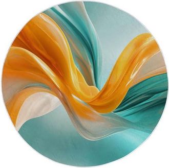 Generic Tapis Rond 120 cm Abstrait Salon Chambre Rug, Lavable en Machine Couleur Tapis Chambre Enfant, Doux Lignes Vagues Descente de Lit AntidéRapant pour Ch