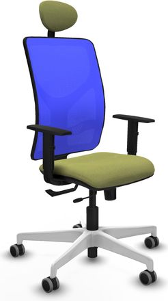 Piqueras y Crespo PC-Schreibtischstuhl mit 1D-Armen, h&ouml;henverstellbare Lendenwirbelst&uuml;tze und festes Kopfteil, ausgestattet mit Syncro/Traslack und Schneideschaum, Blau