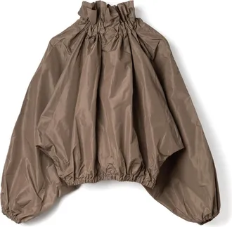 Patou Puff Sleeve Faille Blouse - Brown