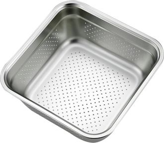 PartyKindom Dickes Edelstahl Siebbecken 27cm Gro&szlig;volumig Zum Waschen Von Gem&uuml;se Und Obst Abflussoptimiertes K&uuml;chensieb Quadratisch Platzsparend F&uuml;r Haushaltsgebra