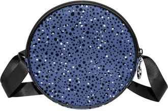 Generic Sac &agrave; bandouli&egrave;re rond pour femme, motif pois l&eacute;opard, petit sac &agrave; bandouli&egrave;re avec fermeture &eacute;clair, bretelles r&eacute;glables, sac &agrave; main rond d&eacute;contract&eacute;