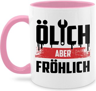 Shirtracer Tasse Tassen 325ml - Deko Hobby Geschenk - Ölich aber fröhlich - Automechaniker - 325 ml - Rosa - kfz mechaniker ölich kfz-mechaniker für geschenke bi