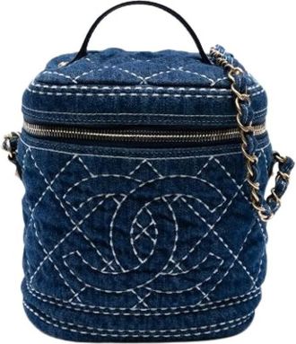Chanel Sac Vanity matelass&eacute; en jean Pre-owned - Femme - Pre-owned - Bleu - Taille: ONE Size