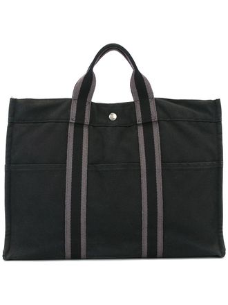 Hermès sac à main en toie - Noir