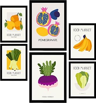 Nacnic Ensemble de 6 affiches sur lalimentation et la nutrition. Fruits et l&eacute;gumes. Impressions nature et botanique pour lam&eacute;nagement et la d&eacute;coration dint&eacute;r