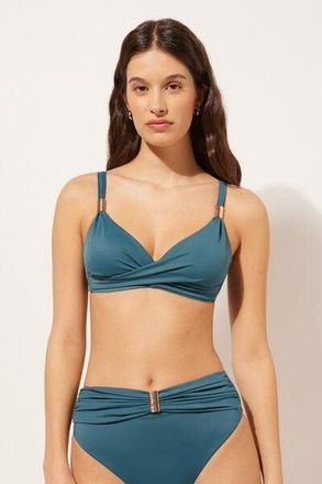 Calzedonia Triangel-bikinioberteil Mit Drapierung Scultura Blau