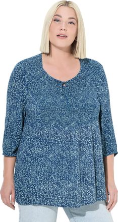 Ulla Popken gs1 data protected company 4069787000005 Womens Smokbluse, Punkte, A-Linie, Rundhals, 3/4-Arm Shirt, dunkelblau, 42/44 DE