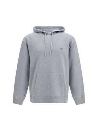 Valentino Mens Hoodie Vlogo Signature Grey Melange Cotton Sweatshirts Sweater