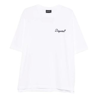 Dsquared2 Homme, Tops, Blanc, Taille: L T-shirt avec Logo Brod&eacute;