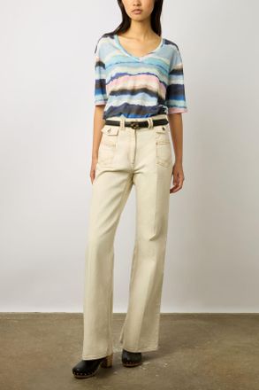 Gerard Darel T-shirt V aquarelle en lin - MISIA - Electrique