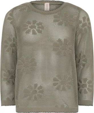 Skovhuus Femme, Pulls, Brun, Taille: 46 FR Pull à fleurs ajourées Laurel Oak