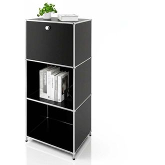 Floordirekt Metallregal Concept Epure MK-107 4-st&ouml;ckiges Aufbewahrungsregal mit verschlie&szlig;barem Fach & Ablagen Schwarz