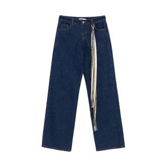 Siedres Blauer Schal Detail F&uuml;nf-Taschen Jeans - - Jeans - Damen - Blau - XS