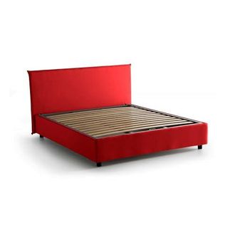 Dmora Talamo Italia - Lit double Berenice, Lit coffre en tissu, Ouverture frontale, adapté pour matelas 140x200 cm, 100% Made in Italy, Rouge
