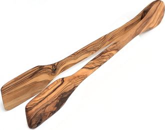 The Rustic Dish Traditionelle K&uuml;chenzange aus Olivenholz, L&auml;nge 25 m, Holz-Utensilien, K&uuml;chenzange, Grillzange