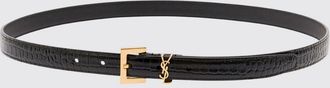 Saint Laurent Ceinture Cassandre en cuir dagneau effet crocodile avec monogramme YSL