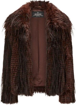 Milestone Fellimitatjacke MSNelly Zweifarbiger Feder-Look aus langhaarigem Kunstpelz mit Satinfutter