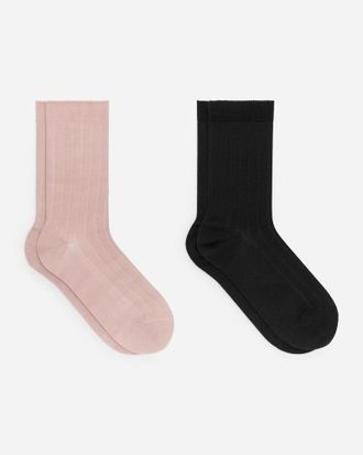 Arket Gerippte Socken Aus Seidenmischung -Rosa