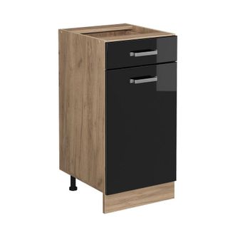Vicco Meuble cuisine R-Line, Noir Haute brillance, 40 cm sans plan de travail Vicco